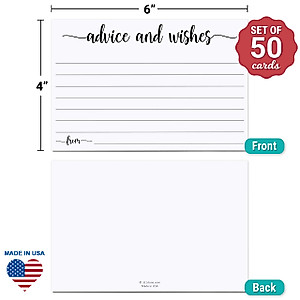 321Done Advice and Wishes Cards (50 Cards) 4" x 6" White Blank Well Wishes for Wedding, Bridal, Mr and Mrs, Retirement, Baby Shower - Words of Wisdom - Made in USA