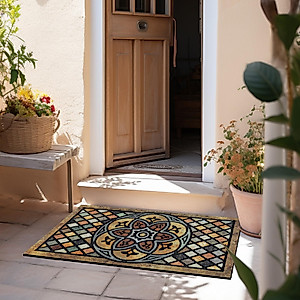 CHICHIC Door Mat Welcome Mat 18 x 30 Inch Front Door Mat Outdoors for Home Entrance Outdoors Mat for Outside Entry Way Doormat Entry Rugs, Heavy Duty Non Slip Rubber Back Low Profile, Petal 2