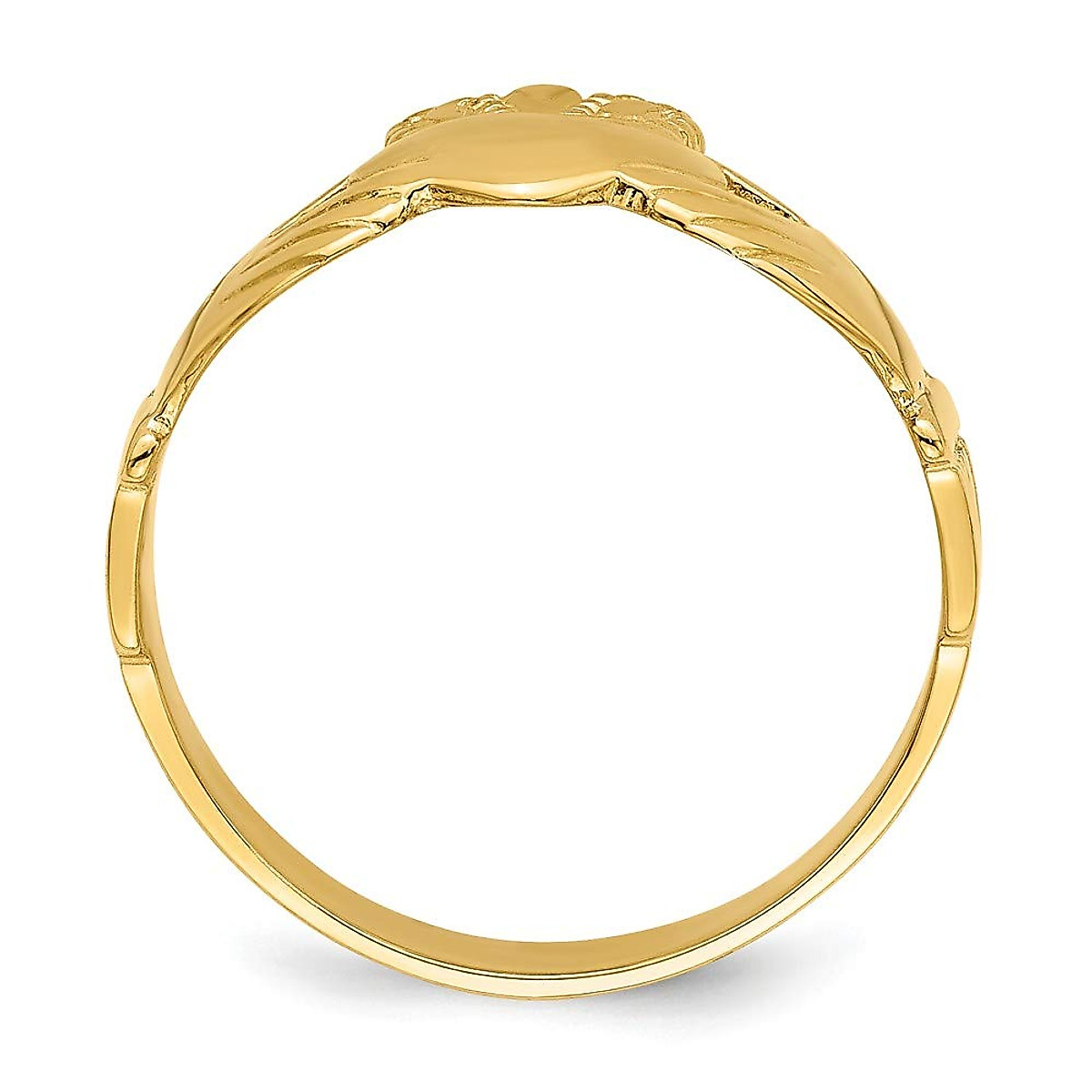 Solid 14k Yellow Gold Irish Claddagh Celtic Ring Band (Size 9)