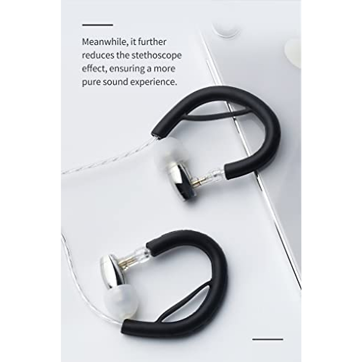 Keephifi Earphone Round Reinforced Headphones Sports Ear Hook Used for Headphones and Headsets with Straight Cable, Earhook Cable, or Mask (Bla*5)