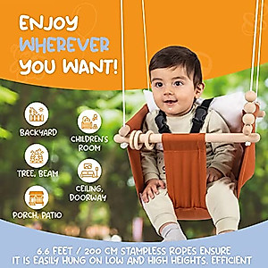 Canvas Baby Swing Seat with Safety Harness, Ceiling Hardwares, Storage Bag Toddler Swing Seat Indoor Toddler Swings for Outside Baby Swing Outdoor Infant Swing Outdoor Baby Swings for Infants Outdoor