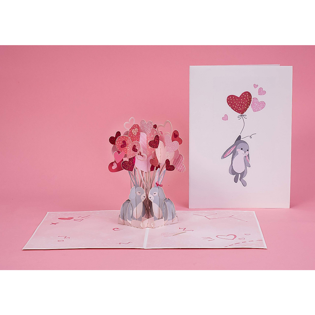 Pop of Art - Love Bunnies Valentines Day Pop Up Card, Handmade 3D Popup Greeting Cards for Valentines Day, Wedding, Anniversary, Love, Romance, Thinking of You, All Occasion | 5" x 7"
