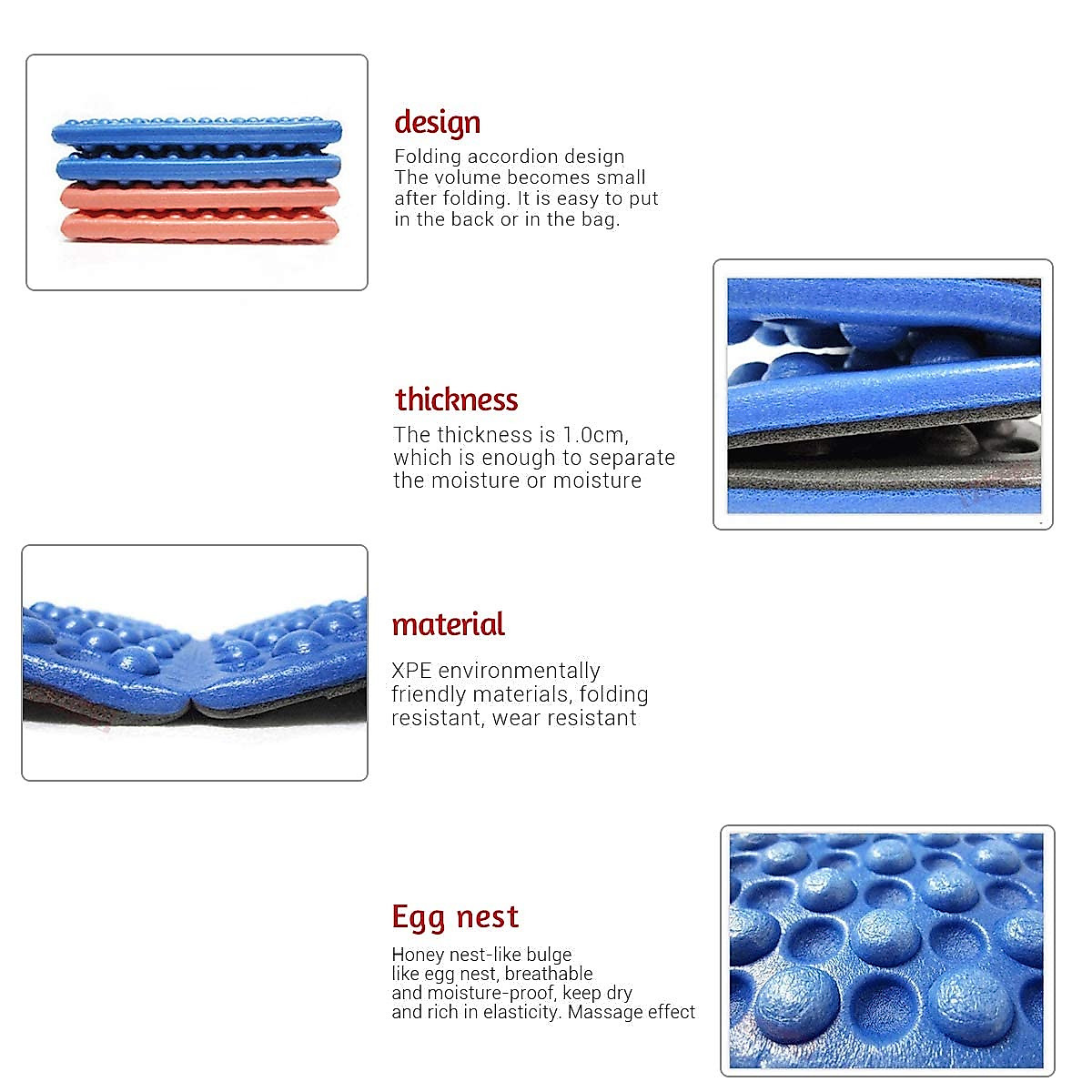 Goaup Sitting Pad, 2pcs Foam Camping Mat Seat Waterproof Folding Mat for Picnic, Hiking, Backpacking, Mountaineering (Colors are Send Randomly)