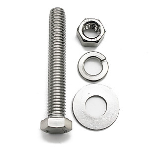 (10 Sets) 1/4-20x3" Stainless Steel Hex Head Screws Bolts, Nuts, Flat & Lock Washers, 18-8 (304) S/S, Fully Threaded by Bolt Fullerkreg