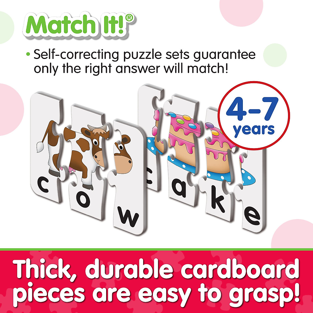 The Learning Journey: Match It! - Spelling - 20 Piece Self-Correcting Spelling Puzzle for Three and Four Letter Words with Matching Images - Learning Toys for 4 Year Olds - Award Winning Toys