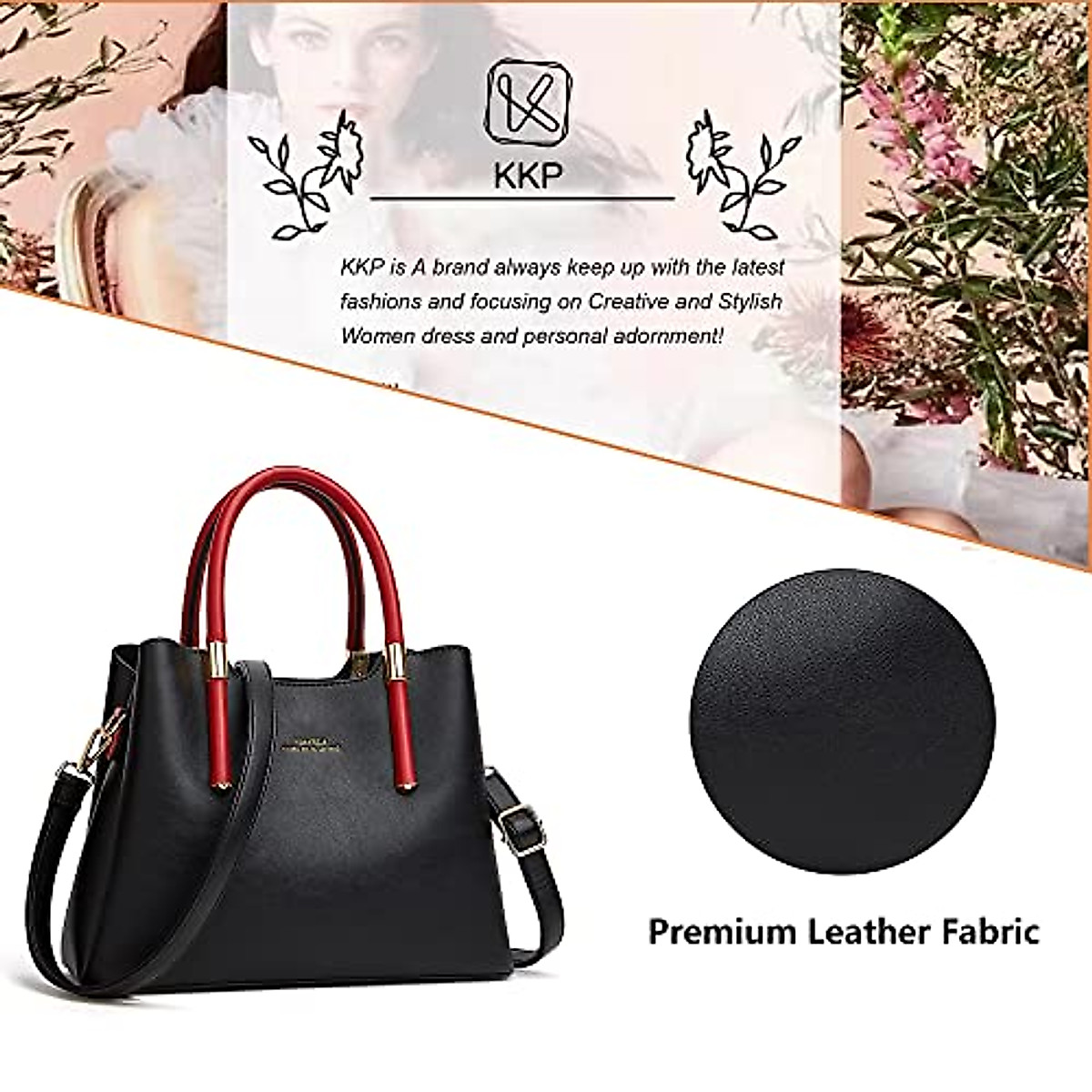 KKP Women's purses and handbags Single shoulder crossbody bag Fashion Tote Top Handle Satchel-Black
