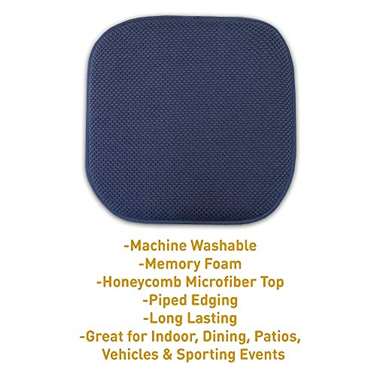 Sweet Home Collection Cushion Memory Foam Chair Pads Honeycomb Nonslip Back Seat Cover 16" x 16" 6 Pack Navy Blue