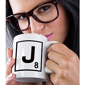 Custom Funny Coffee Mug Coffee Cup"J" Scrabble Initial Monogram Letter J White Ceramic Tea Cup 11 OZ Design Only