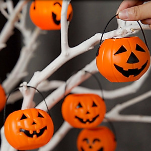 3 otters 12PCS Halloween Pumpkin Buckets, Pumpkin Candy Buckets with Handle Trick or Treat Pumpkin Baskets for Halloween Decorations Candy Bag Fillers Party Supplies