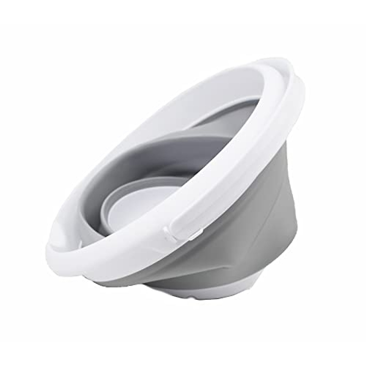 SAMMART 8.5L (2.2 Gallon) Collapsible Plastic Bucket - Foldable Round Tub - Portable Fishing Water Pail - Space Saving Outdoor Waterpot. Size 31cm Dia (White/Grey, 1)