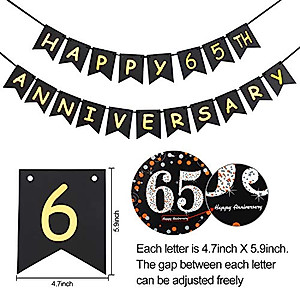 Yoaokiy 65th Anniversary Party Decorations Kit - Including Glitter Happy 65th Anniversary Banner, 9Pcs Hanging Swirl, 6Pcs Poms - for 65th Wedding Anniversary Party Decorations Supplies…