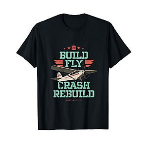 Vintage RC Plane Gifts Build Fly Crash Rebuild Airplane T-Shirt