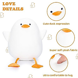 MELECERi White Duck Plush Toy Stuffed Animals Hugging Duck Plush Cute Plushies for Girls and Boys 13.7"