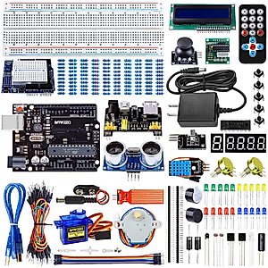 Smraza Super Starter Kit Project Kit with Breadboard, Power Supply, Jumper Wires, Resistors, LED, LCD 1602, Sensors, Detailed Tutorial for Project, Compatible with Arduino UNO R3 Project