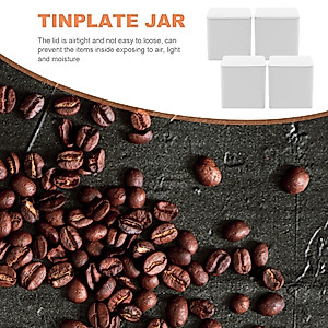 EXCEART 4pcs Metal Tea and Tin Set Airtight Square Canisters with Lids Containers for Coffee Loose Tea Candy or Spices Seasoning Storage White