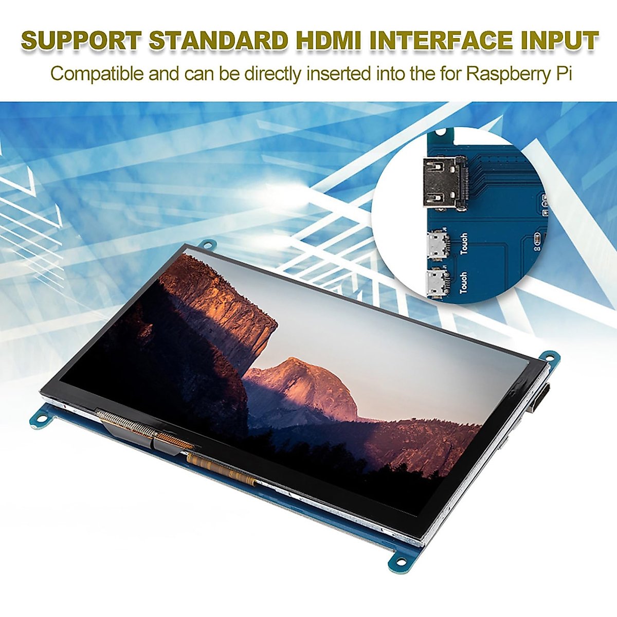Zopsc 7 Inch LCD Display Screen Ultra HD Capacitive with 1024x600 Resolution for Raspberry Support for Raspbian/Ubuntu/Kodi/IOT