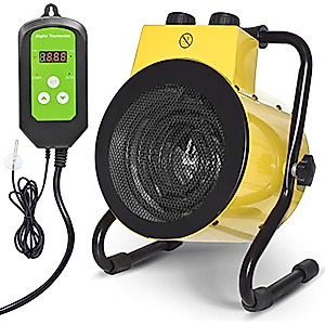 Electric Greenhouse Heater with Digital Thermostat for Grow Tent, Overheat Protection, Fast Heating
