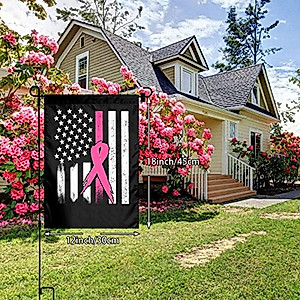 Breast Cancer Awareness Flag Double Sided Breast Cancer Home Garden Flag for Patio Lawn Home Outdoor Decor,12" X 18" (Breast Cancer Awareness)