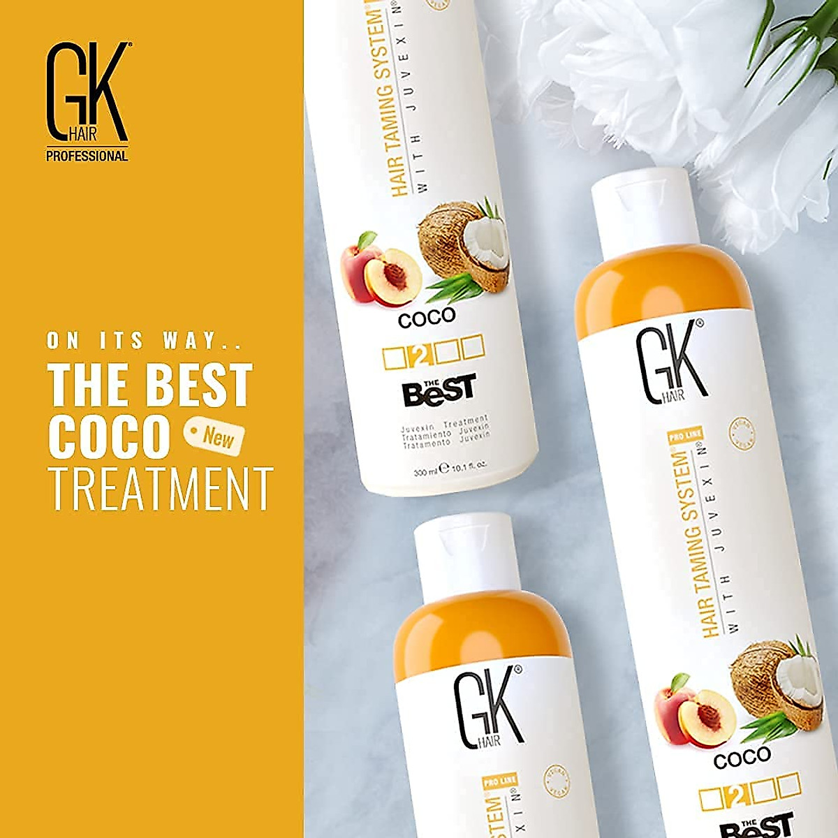 GK HAIR Global Keratin The Best COCO (10.1 Fl Oz/300ml) Smoothing Keratin Hair Treatment - Professional Brazilian Complex Blowout Straightening For Silky Smooth & Frizz Free Hair