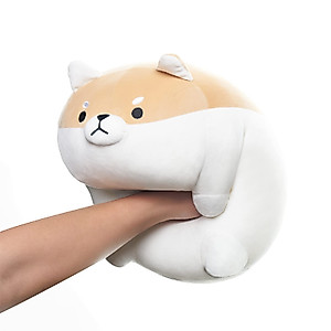 VHYHCY Stuffed Animal Shiba Inu Plush Pillow, Cute Corgi Dog Plush Soft Anime Pet Plushies, Kawaii Plush Toy Gifts for Kids Boys and Girls (Brown, 15.7")