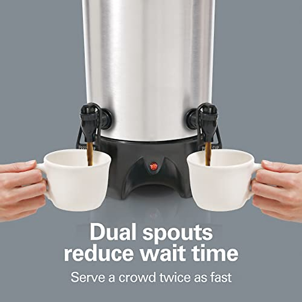Hamilton Beach 45 Cup Coffee Urn and Hot Beverage Dispenser with Dual Spouts, Silver (40518)