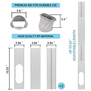 Kerykwan Portable Air Conditioner Window Vent Kit with 5.9” Exhaust Hose Adjustable Portable AC Window Kit for Ducting Universal Portable AC Seal Panel for Horizontal&Vertical Window