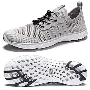 SUOKENI Women's Quick Drying Slip On Water Shoes for Beach or Water Sports LightGray.,Size:US 8/EU 39