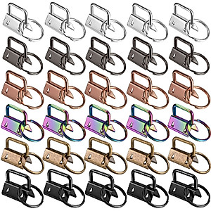 Tenare 180 Pcs Key Fob Hardware 6 Colors Keychain Fob Wristlet Hardware with Key Ring Key Fob Chain Hardware 1 Inch (180 Pcs)
