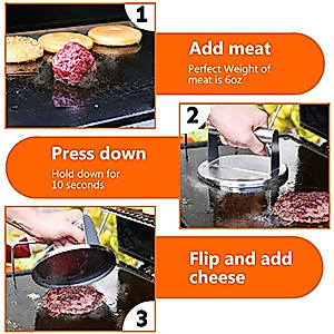 HULISEN Stainless Steel Smashed Burger Press, 6 Inch Round Burger Smasher, Griddle Hamburger Press, Non Stick Grill Press for BBQ Flat Top Griddle Cooking, Griddle Accessories Kit, Gift Package
