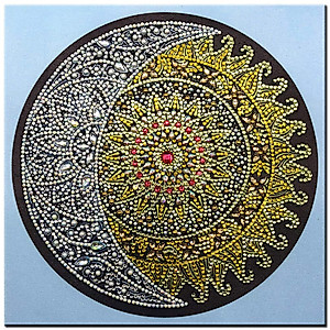 RuBos DIY 5D Diamond Painting, Special Crystal Rhinestones, Mandala Moon Sun, Diamond Paintings Art Gem Triptych Multi Picture Paint with Pearl by Number Kits for Adults Wall Decor