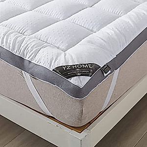 YZ HOMTEX Mattress Topper Mattress Pad Protector - Quality Plush Luxury Down Alternative Pillow Top - 3inch Extra Thick Mattress Cover (Short Queen), White