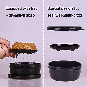 TITATI Soap Holder Travel Case Round Soap Dishes Shampoo Bar Container for Bar Soap, Soap Box for Travel Shower Gym Bathroom (Black + White)