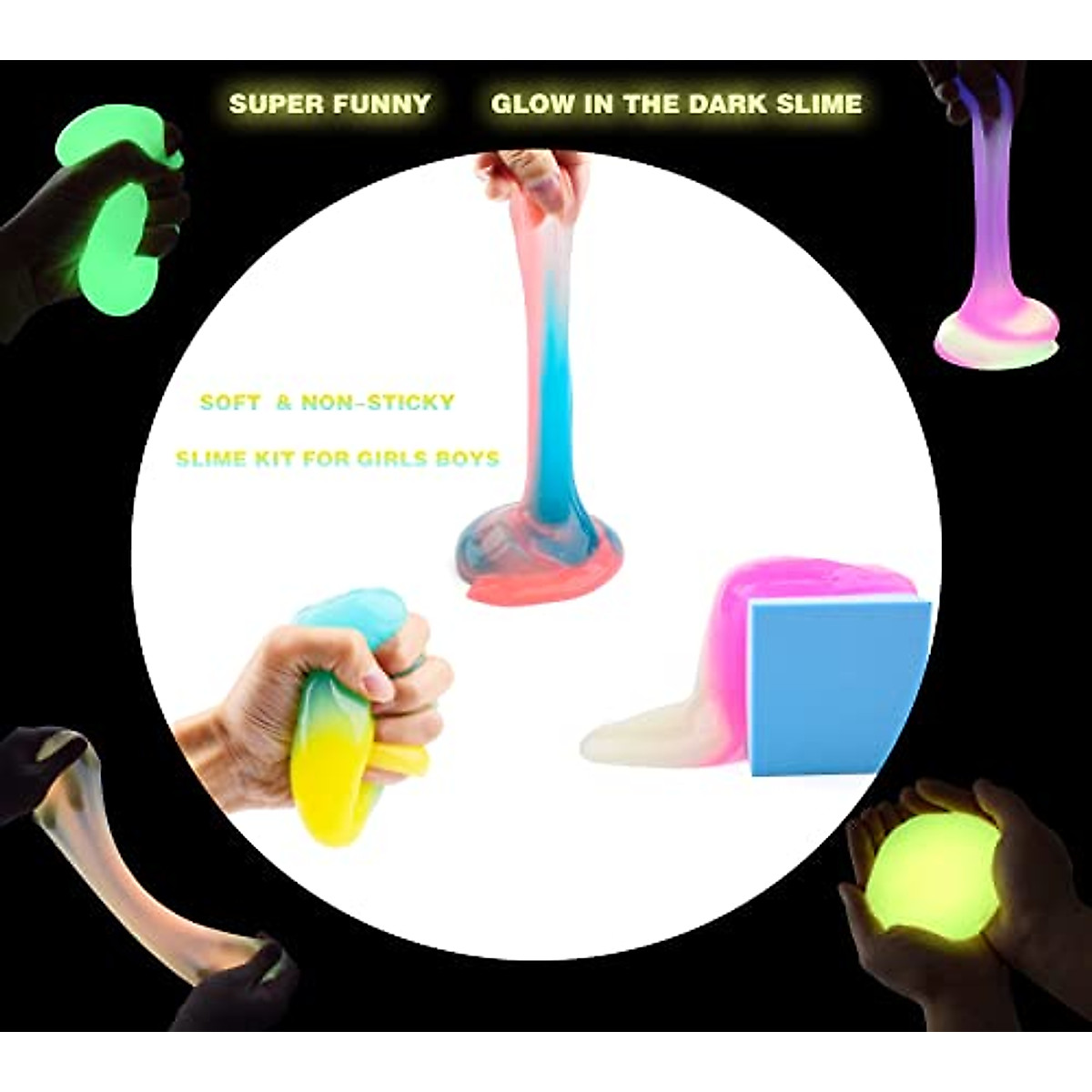 30 Pack Glow in The Dark Slime Kit, Mini Slime Party Favors, Crystal Galaxy Slime with with Multi Colors - Blue, Pink, Yellow, Orange etc. Birthday Gift, Play Education for Kids Girls and Boys