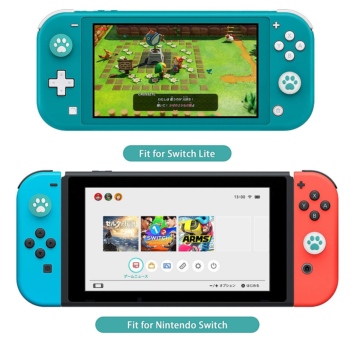 GeekShare 4PCS Silicone Cat Paw JoyCon Thumb Grip Set Joystick Caps Compatible with Switch / OLED / Switch Lite (Lite Green)