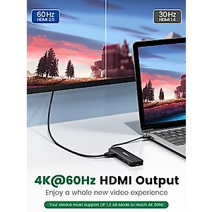 USB C Hub HDMI PD Adapter for MacBook Air/Pro, Surface Pro 7/8, XPS and More, Dockteck 6-in-1 Type C Hub with 4K 60Hz, 100W PD, SD & microSD Card Reader, 2 USB 3.0 Data 5Gbps