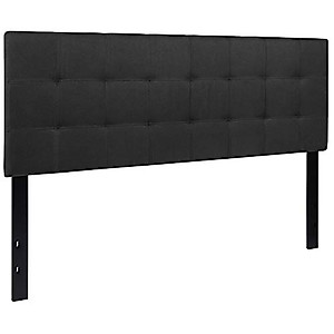 Flash Furniture Bedford Tufted Upholstered Headboard for Queen Size Bed, Contemporary Fabric Tufted Headboard with Adjustable Height, Black