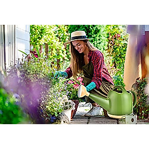NOBONDO Watering Can 1 Gallon with Sprinkler Head, Plant Watering Can Long Stem Spout for House Indoor Plant Outdoor Flower Decorative Modern Garden Pot (4L, Green)