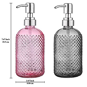 Kyraton Soap Dispenser Bathroom 12oz Pack of 2 with Stainless Steel Pump, Refillable Bathroom Kitchen Soap Dispenser for Kitchen Sink with Rustproof Pump for Hand Soap, Essential Oil, Lotion