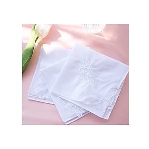 MileyMarla Womens Cotton Handkerchiefs Flower Embroidered Lace Ladies Hankies 6PCS