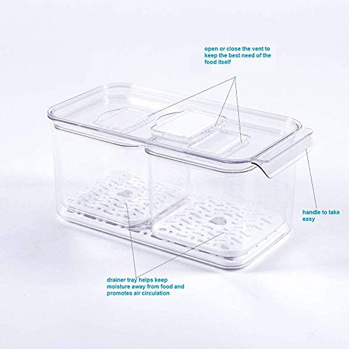 Benzoyl Refrigerator Organizer Bins Lettuce Keeper, Stackable Food Storage Bins Fridge Produce Saver with Removable Drain Tray, Keep Fresh Clear Containers for Berry, Fruits, Veggie -3 Pack