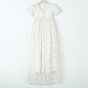 Bow Dream Baby Girl Christening Baptism Dresses Newborn Gowns with Headband Outfit White 3-6 Months