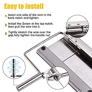 TRENDYSUPPLY Stainless Steel Cheese Slicer, Cheese Slicer with Wire, Cheese Cutter with Accurate Size Scale & 5 Replacement Wire, Cheese Board with Wire Cutter for Block Cheese