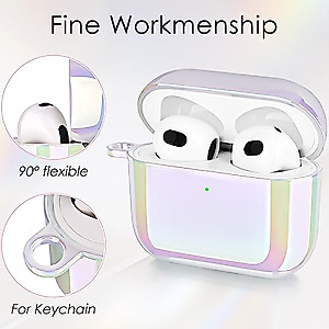 VISOOM for Apple Airpods 3 Cases - Hard AirPods 3rd Generation Case Cover Women, Lasher PC Protective Airpods Case 3rd Gen with Keychain for iPods 3rd Wireless Charging Case, Colorful iPods 3 Cover