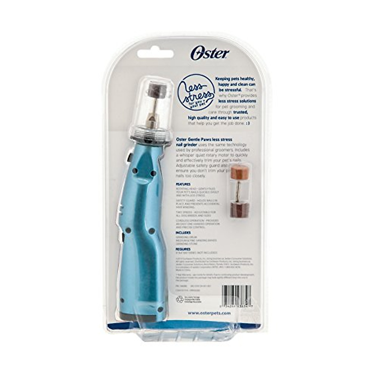 Oster Gentle Paws Less Stress Dog and Cat Nail Grinder, 2 Speed (078129-600-000)