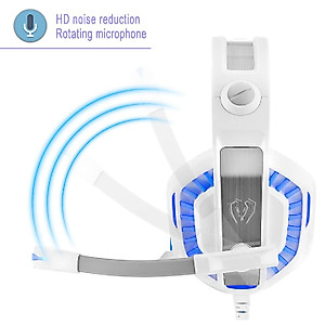 SVYHUOK Wired Gaming Headset for PS4, Over-Ear PC Headphones As Gifts for Kids Teens, Gamer Headset with Mic LED Light 3D Bass Surround Sound, Memory Foam Earpad for Mac, Laptop