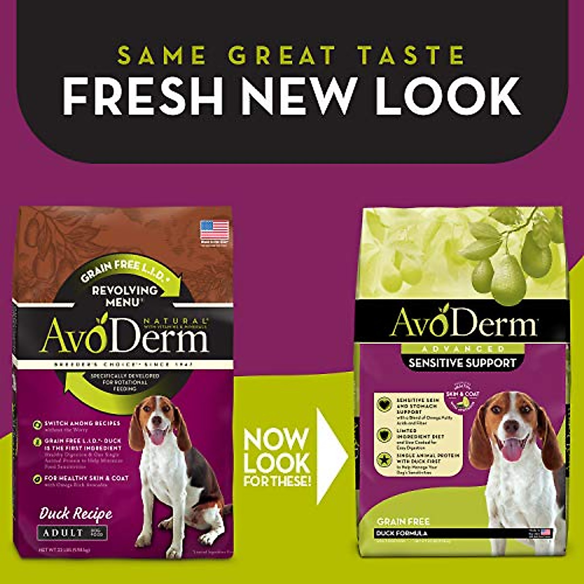 AvoDerm Advanced Sensitive Support Grain-Free Duck Formula Dog Food, Sensitive Stomach, 22lb