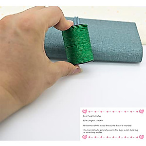 Selric [30 Colors Available] 0.8mm Round Waxed Polyester Thread for DIY Leather Projects, Macrame, Crafts, Machine and Hand Sewing (Grass Green)