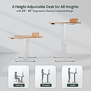 FEZIBO Corner Standing Desk, 48 Inches L Shaped Standing Desk, Electric Stand Up Corner Desk, Home Office Sit Stand Desk with Rustic Top and Black Frame