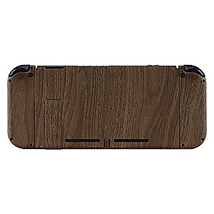 eXtremeRate DIY Replacement Shell Buttons for Nintendo Switch, Soft Touch Back Plate for Switch Console, Custom Housing Case with Full Set Buttons for Joycon Handheld Controller - Wood Grain