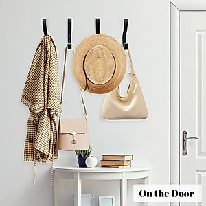 4 Pack Wall Mounted Coat Hooks, Large Wall Hooks For Hanging Heavy Duty, Black Coat Hooks with Screws For Wall, Wall Mounted Hooks for Hanging Coats, Clothes, Towels, Keys, Dog Leashes, and Purse